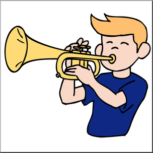 Clip Art: Boy Playing Trumpet Color – Abcteach