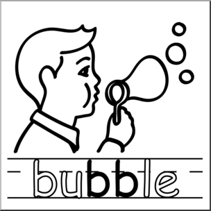 Clip Art: Basic Words: Double Consonants BB: Bubble B&W – Abcteach