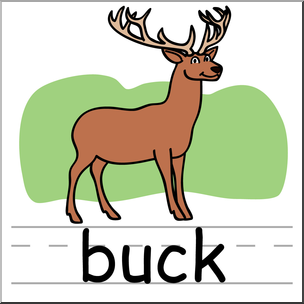 Clip Art: Basic Words: Buck Color Labeled – Abcteach
