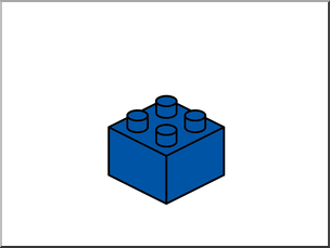 Clip Art: Blue Building Block, 4 connectors – Abcteach