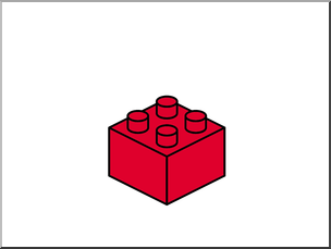 Clip Art: Red Building Block, 4 connectors – Abcteach