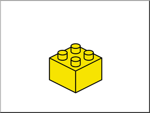 Clip Art: Yellow Building Block, 4 connectors – Abcteach