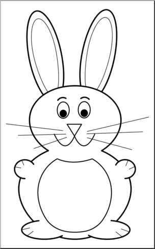 Clip Art: Cartoon Bunny 3 B&W – Abcteach