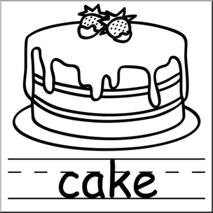 Clip Art: Basic Words: Cake B&W Labeled – Abcteach