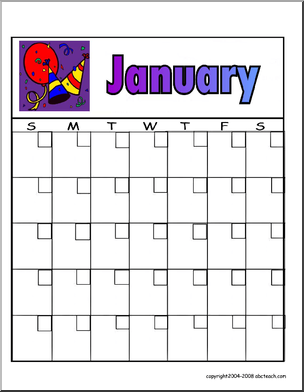 Months – January (primary/elem) Color and Write – Abcteach