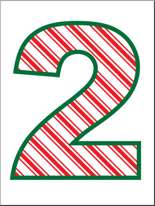 Clip Art: Number Set 4: Candy Cane 02 Color – Abcteach