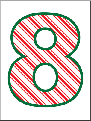 Clip Art: Number Set 4: Candy Cane 08 Color – Abcteach