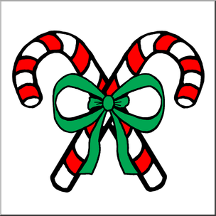 Clip Art: Candy Canes and Bow Color – Abcteach