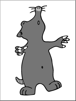 Clip Art: Cartoon Mole Grayscale – Abcteach