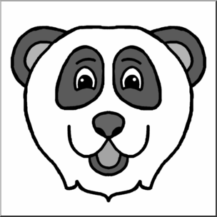 Clip Art: Cartoon Animal Faces: Panda Grayscale – Abcteach