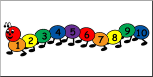 Clip Art: Counting Caterpillar Color 02 Labeled – Abcteach