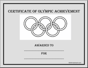 Certificate: Olympics (b/w) – Abcteach