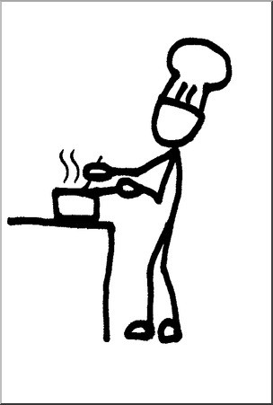 Clip Art: Stick Guy Chef B&W – Abcteach