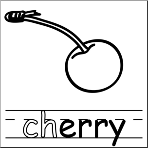 Clip Art: Basic Words: -erry Phonics: Cherry B&W – Abcteach