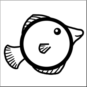 Clip Art: Basic Shapes: FIsh: Circlefish B&W – Abcteach