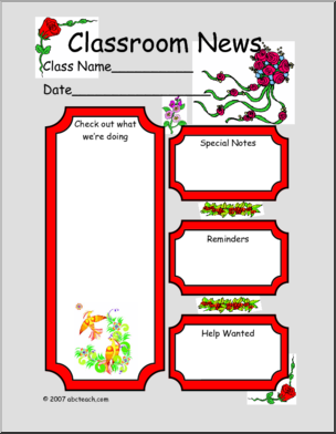 Classroom Newsletter: Flower theme (color) – Abcteach
