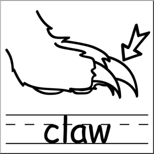 Clip Art: Basic Words: Claw B&W Labeled – Abcteach