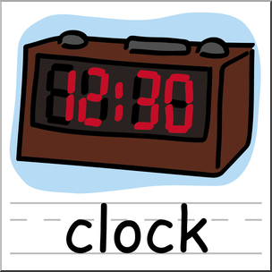 Clip Art: Basic Words: Clock Color Labeled – Abcteach