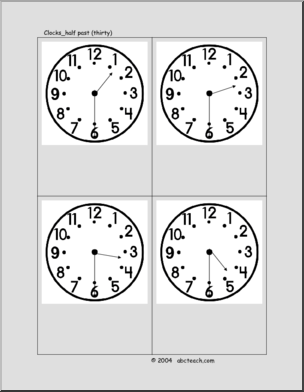 Telling Time – half past Flashcards – Abcteach