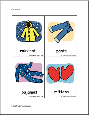 Flashcards: Clothes (color) set 2 – Abcteach