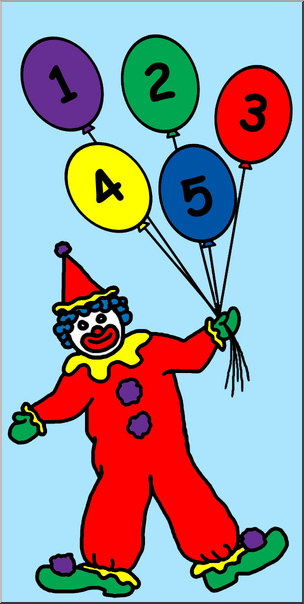 Clip Art: Counting Clown Color 01 Labeled – Abcteach