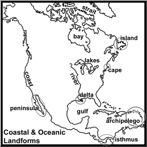 Clip Art: Landforms: Coastal B&W – Abcteach