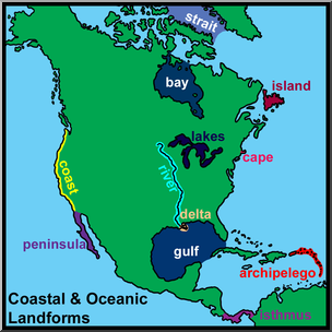 Clip Art: Landforms 3 Grayscale Labeled – Abcteach