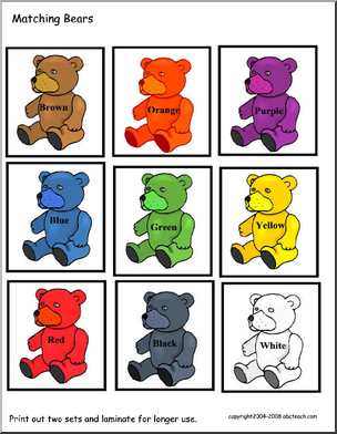 Cards: Color Bears – Abcteach