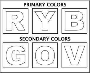 Clip Art: Color Chart 2 Primary & Secondary B&W – Abcteach
