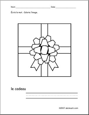 French: Colorie/Ãˆcris le cadeau – Abcteach