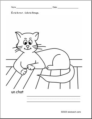 French: Colorie/Ãˆcris cinq animaux #2 – Abcteach