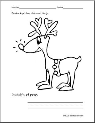 Spanish: PÂ·gina para colorear–el reno – Abcteach