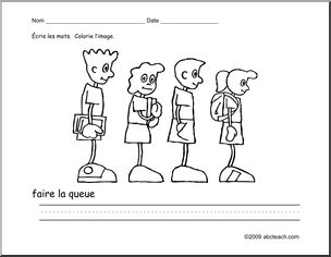 French: Colorie/Ãˆcris–â€¡ lÃˆcole, faire la queue – Abcteach
