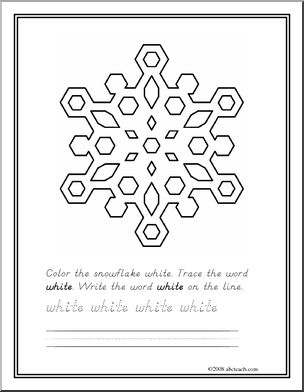 Trace and Color: White – Snowflake – Abcteach