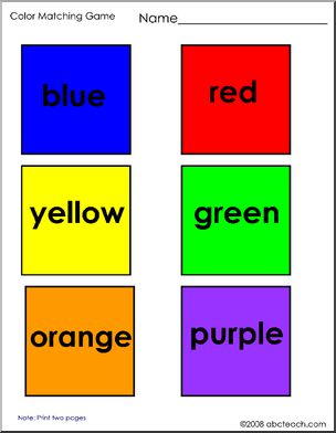Worksheet: Match the Colors (color) – Abcteach