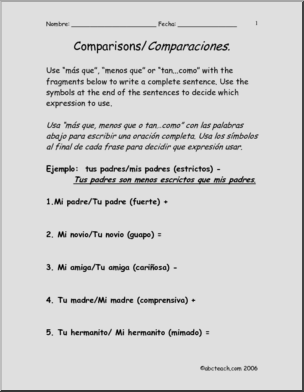 Spanish: Spanish 1 and 2 – Compara adjetivos y adverbios (secundaria ...