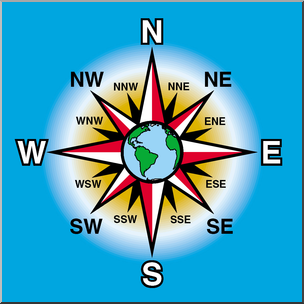 Clip Art: Map Elements: Compass 2 Color – Abcteach