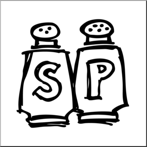 Clip Art: Condiments: Salt & Pepper B&W – Abcteach