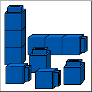 Clip Art: Classroom Manipulatives: Connecting Cubes Color 01 – Abcteach