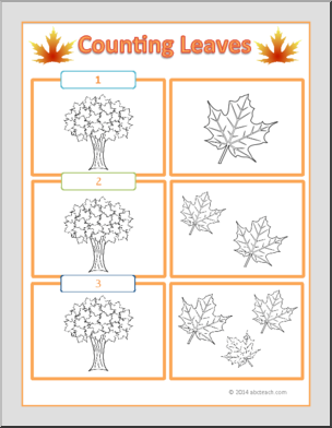 Flashcards: Counting Leaves – Abcteach