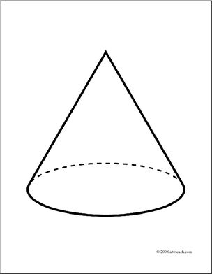Clip Art: 3D Solids: Cone (coloring page) – Abcteach
