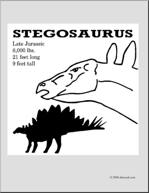 Clip Art: Dinosaurs: Stegosaurus (coloring page) – Abcteach