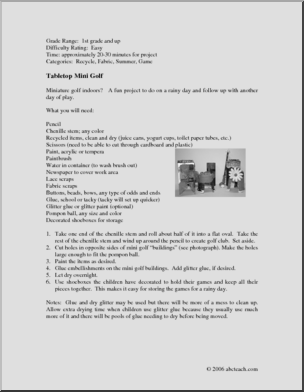 Craft: Chenille Stem Mini-golf (elem/upper elem) – Abcteach