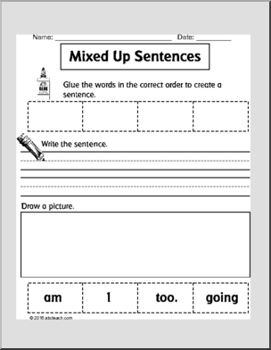 Mixed Up Sentences (4 easy words)’ Cut and Paste – Abcteach