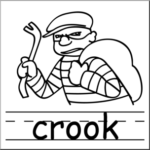 Clip Art: Basic Words: Crook B&W Labeled – Abcteach