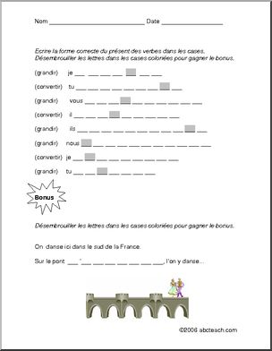 French: Jeu des verbes “-ir” 1 de 2 – Abcteach