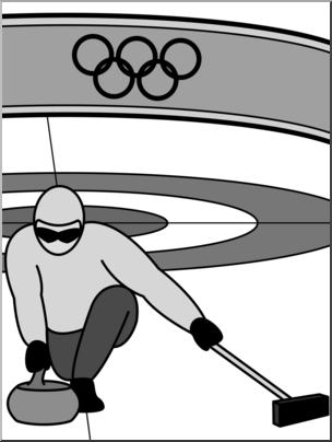 Clip Art: Winter Olympics: Curling Grayscale – Abcteach