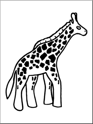 Clip Art: Cute Giraffe B&W – Abcteach