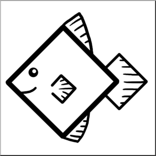Clip Art: Basic Shapes: FIsh: Diamondfish B&W – Abcteach
