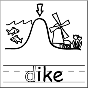 Clip Art: Basic Words: -ike Phonics: Dike B&W – Abcteach